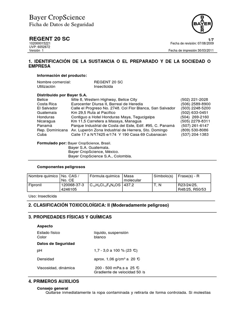 Insecticida Regent | PDF | Toxicidad | Agua