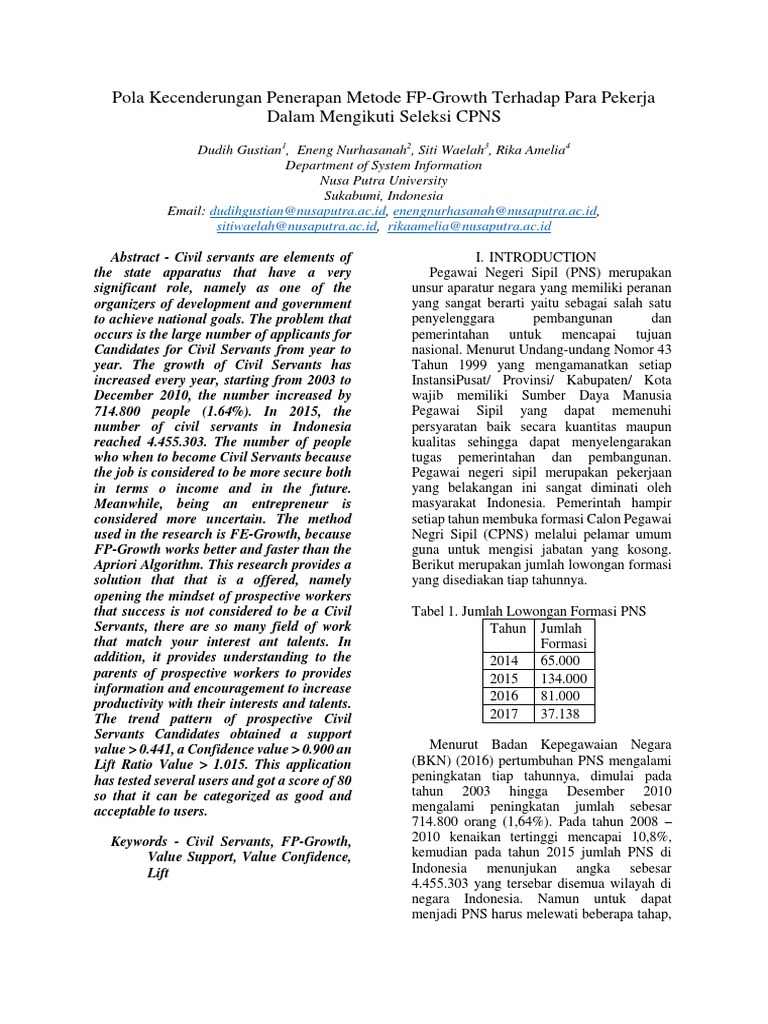 Pola Kecenderungan Penerapan Metode FP-Growth Terhadap para Pekerja Dalam Mengikuti Seleksi CPNS ...