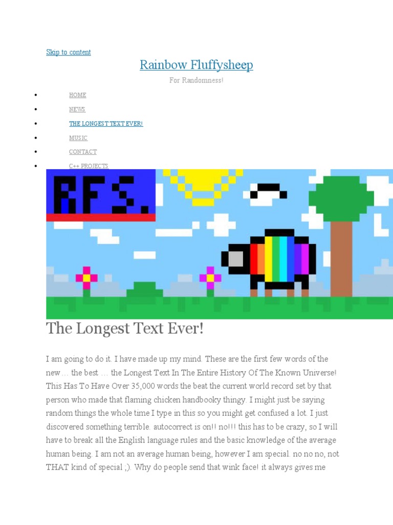 The Longest Text Ever!: Rainbow Fluffysheep | PDF | Hamburgers | Foods