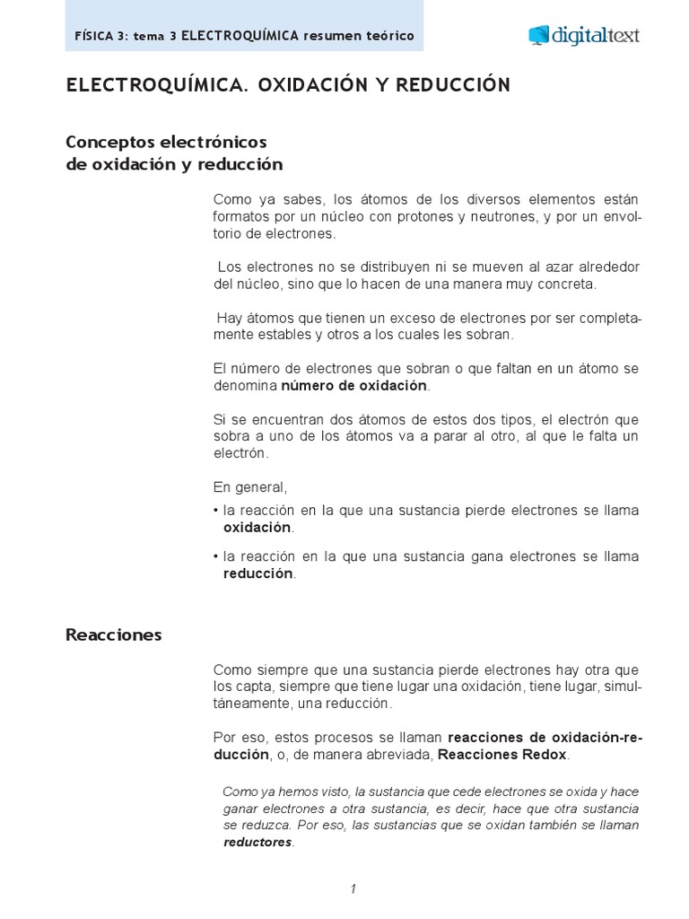 Electroquímica | Descargar gratis PDF | Redox | Electroquímica