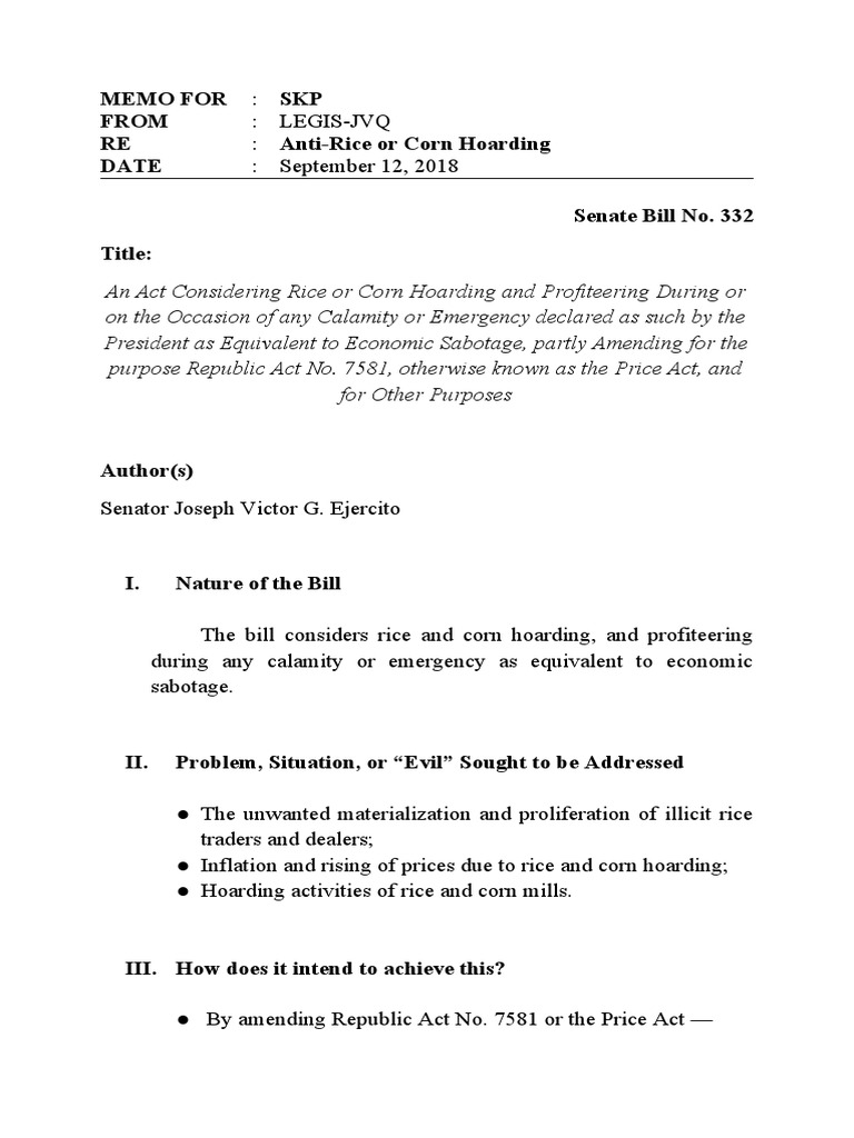 Anti Rice and Corn Hoarding | PDF | Social Institutions | Social Science