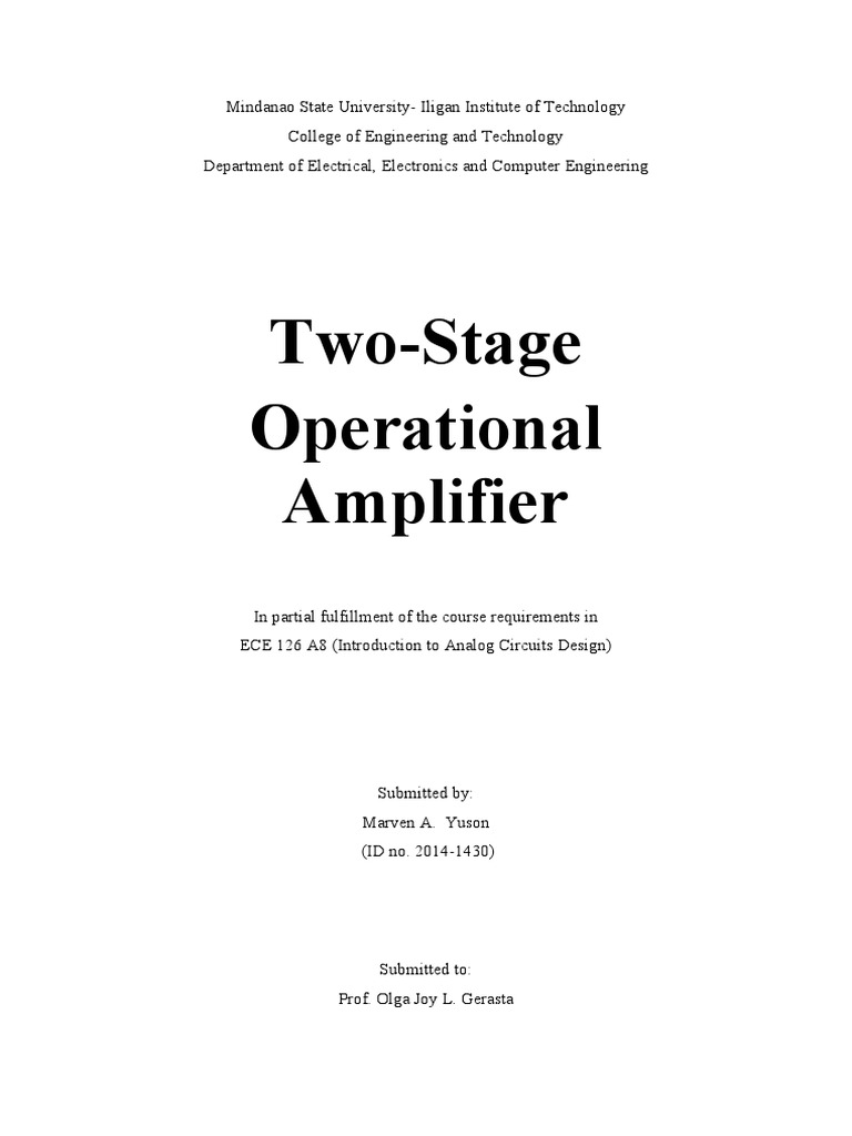 Two-Stage Operational Amplifier Design | PDF | Technology & Engineering