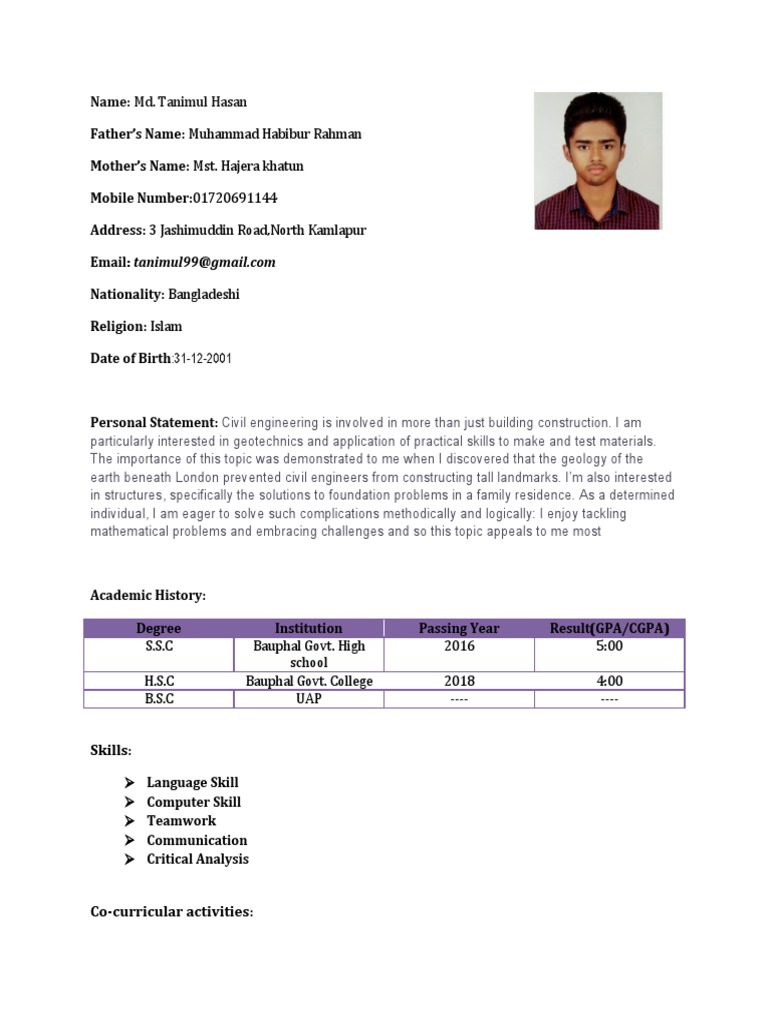 Name: Md. Tanimul Hasan: Skills | PDF