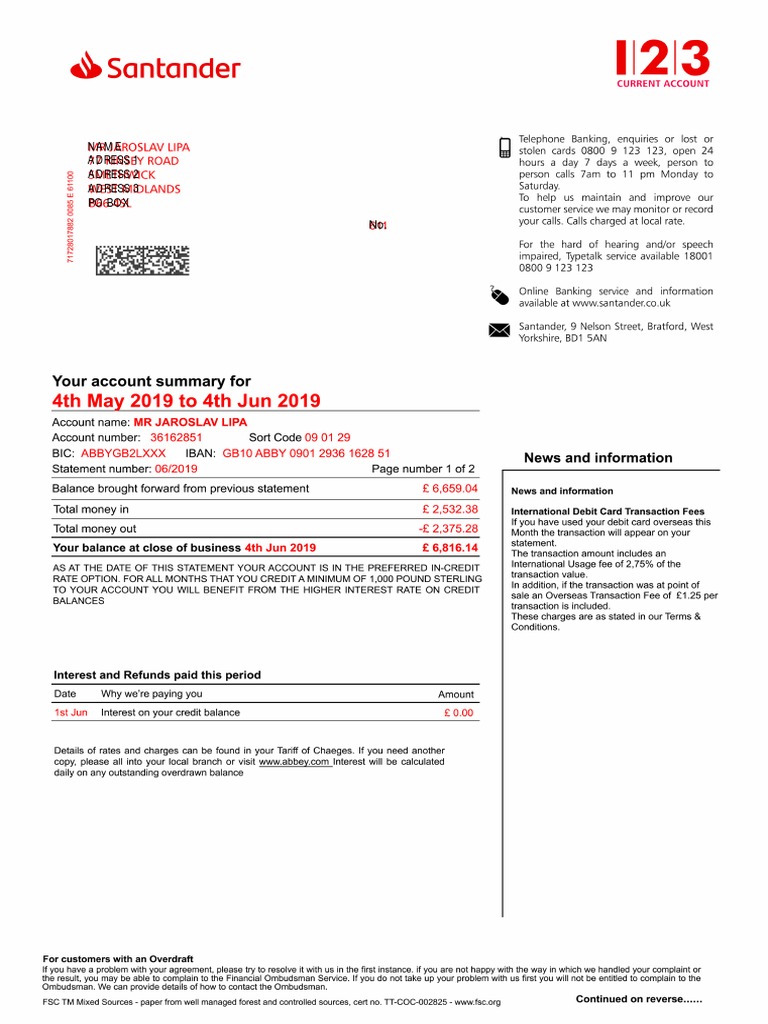 Santander Statement Blanc 1 | PDF