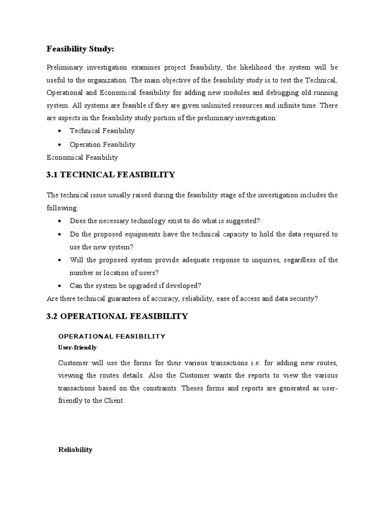 Feasibility Study:: Reliability | PDF | Feasibility Study | Databases