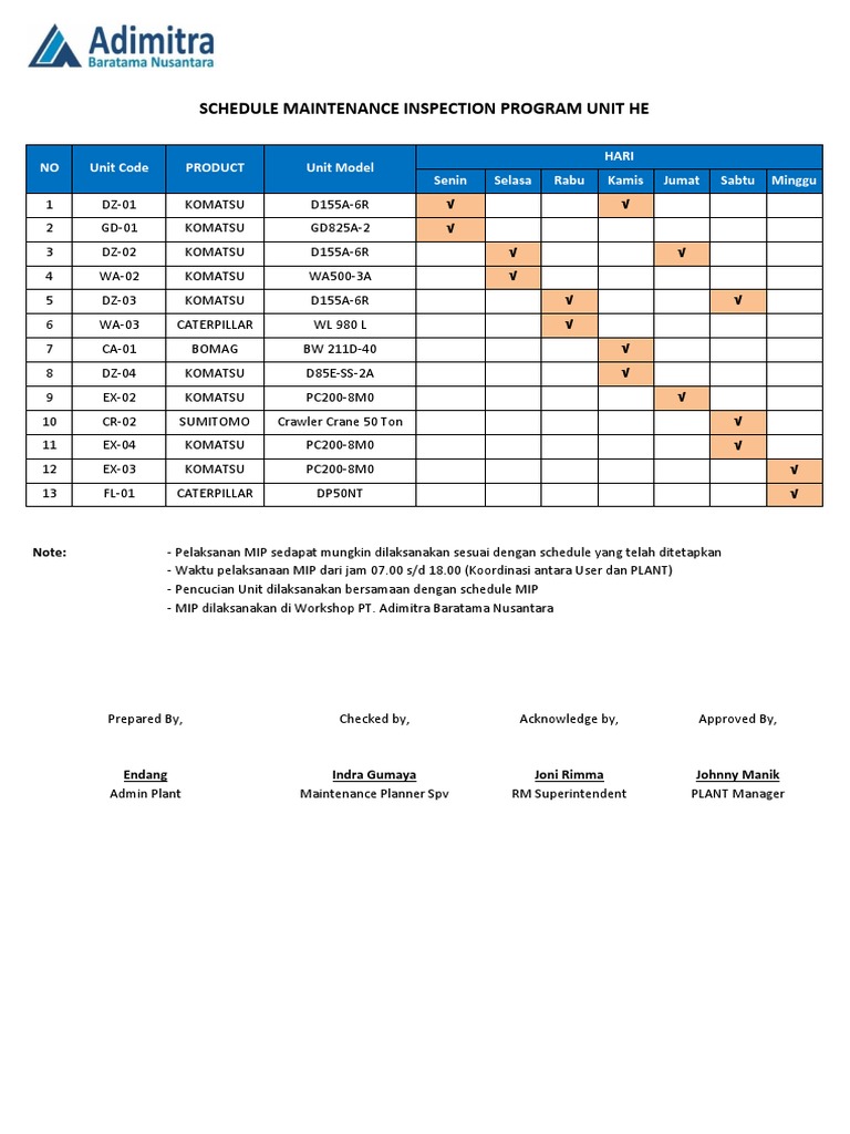 Schedule Mip November 2019 | PDF | Truck | Automotive Industry