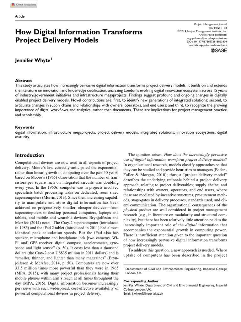 How Digital Information Transforms Project Delivery Models: Jennifer ...