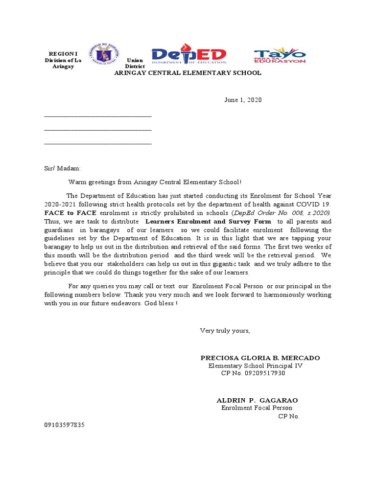 Letter To Barangays | PDF
