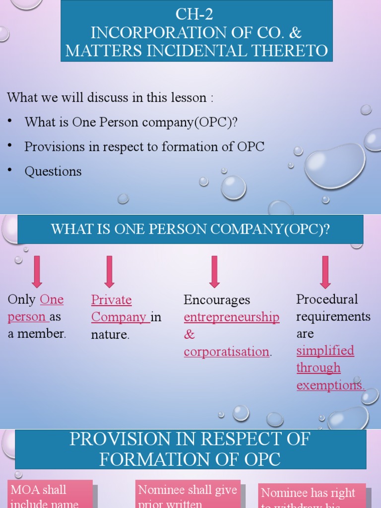 What We Will Discuss in This Lesson: - What Is One Person Company (OPC ...