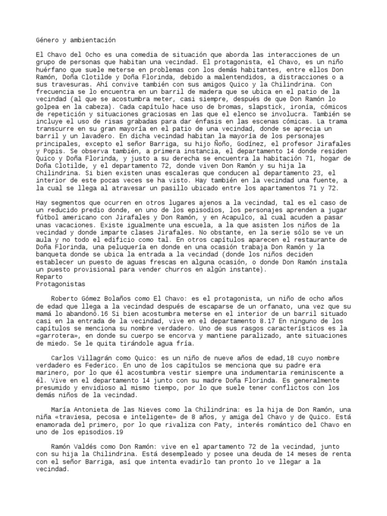 Análisis de "El Chavo del Ocho" | PDF | Novela negra, policíaca y ...