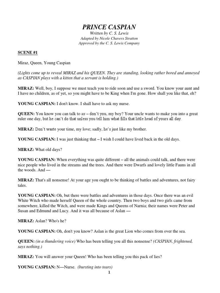 Prince Caspian Audition Script | PDF | Aslan | Fantasy