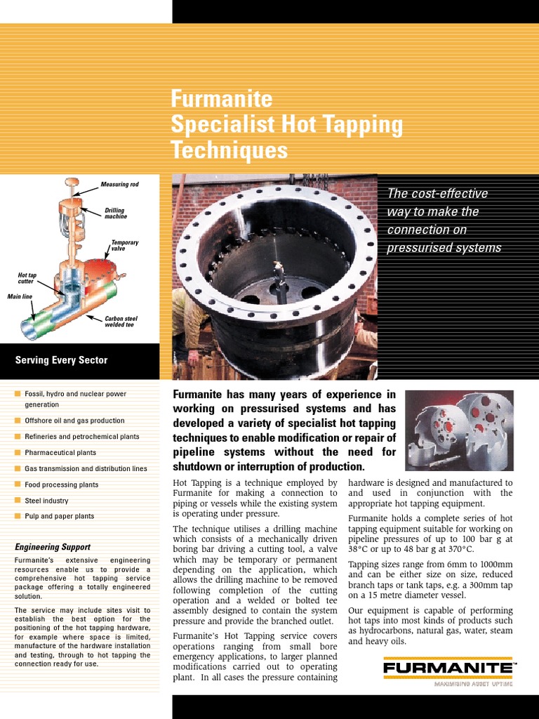 Furmanite Specialist Hot Tapping Techniqiues | PDF | Valve | Tap (Valve)