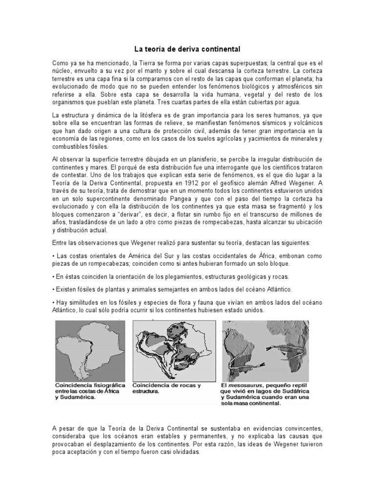 La Teoría de Deriva Continental | Descargar gratis PDF | Placas ...