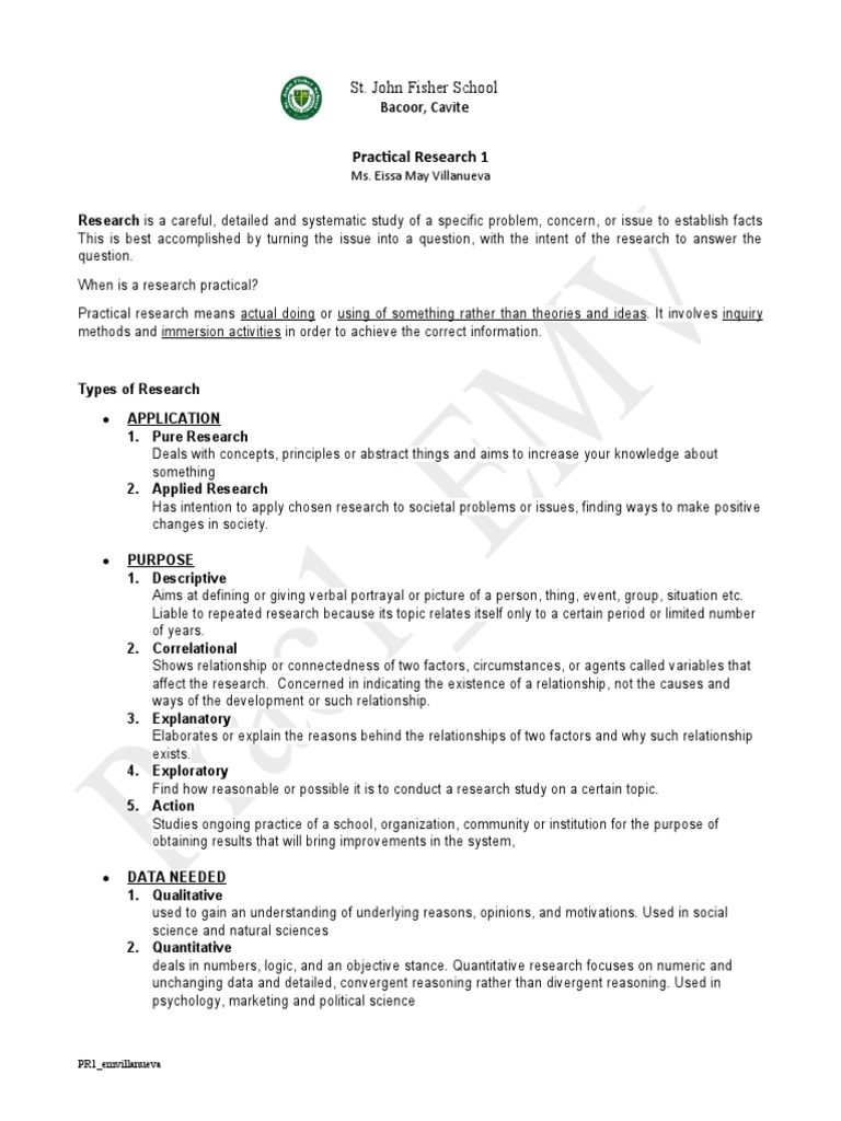 Practical Research 1 | PDF | Citation | Qualitative Research