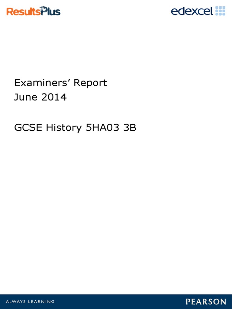 Examiners' Report June 2014 GCSE History 5HA03 3B | PDF | Question ...