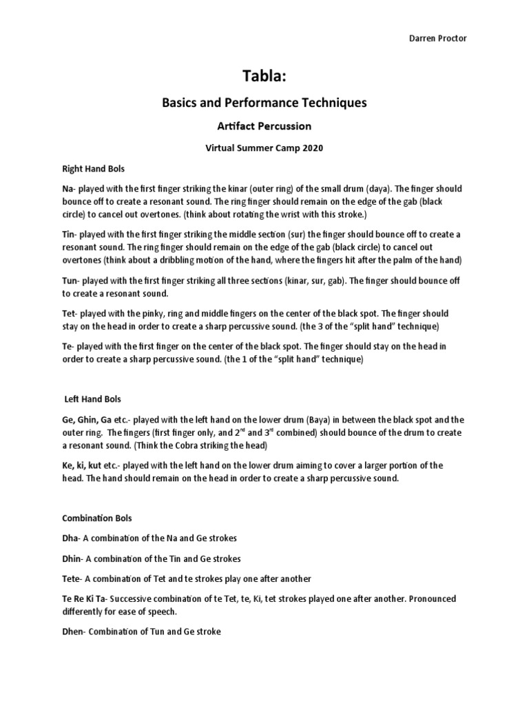 Tabla:: Basics and Performance Techniques | PDF | Percussion ...