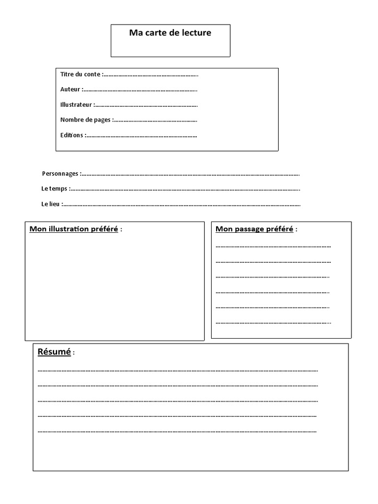 Carte de lecture pour contes | PDF