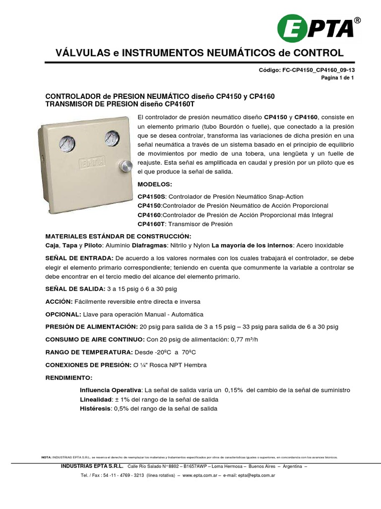 EPTA - Línea CP4150-4160 | PDF | Presión | Neumático