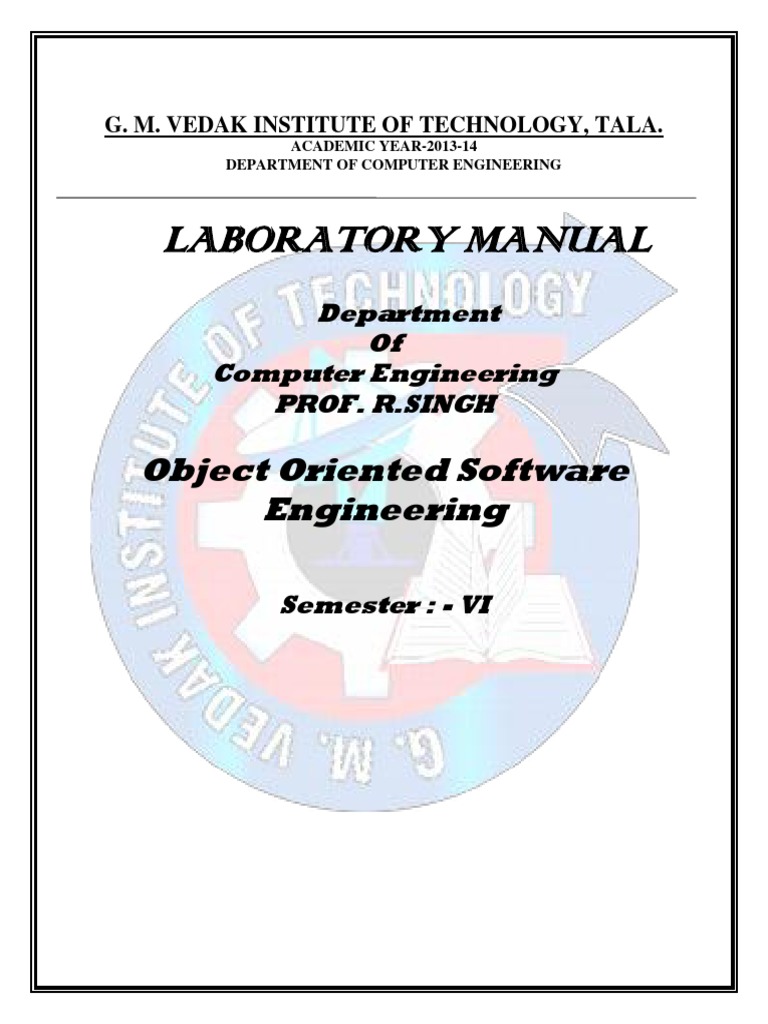Laboratory Manual: Object Oriented Software Engineering | PDF | Class (Computer Programming ...