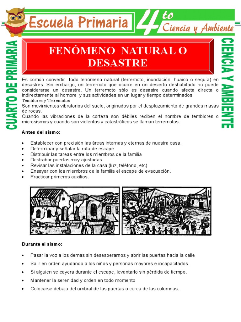 Fenomeno Natural o Desastre para Cuarto de Primaria | PDF | Temblores ...