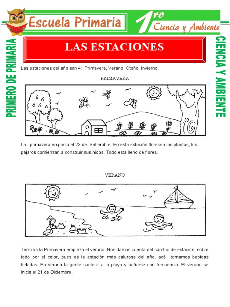 Las Estaciones para Primero de Primaria | Descargar gratis PDF | Verano ...
