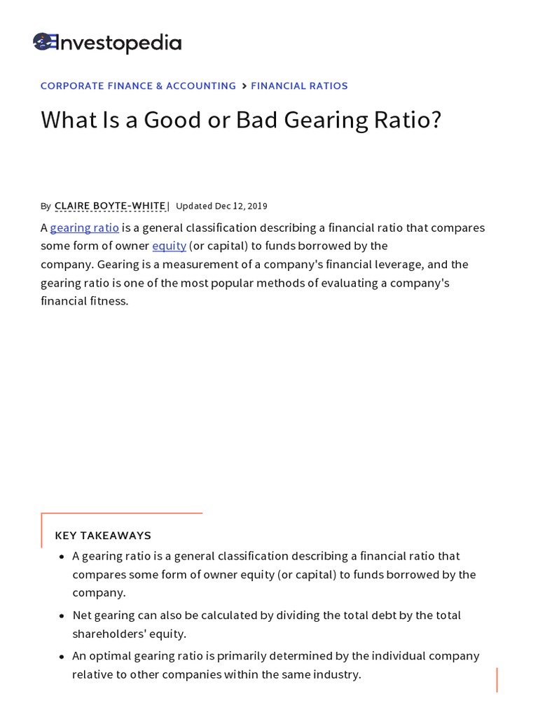 What Is A Good or Bad Gearing Ratio? PDF | PDF | Leverage (Finance ...
