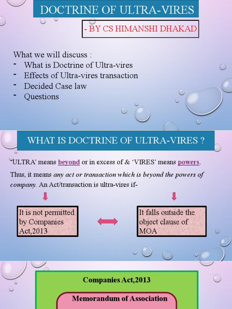 PPT-6 Ultra Vires | PDF