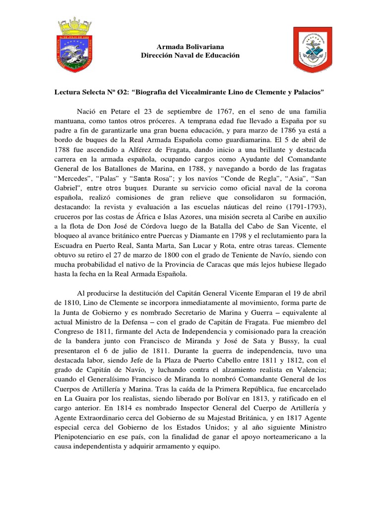 02 Biografía Del Vicealmirante Lino de Clemente y Palacios | PDF | Militar | Ciencia militar