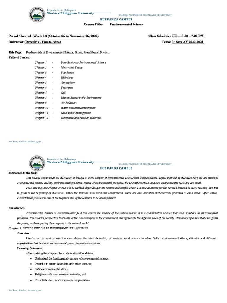 Module-for-Environmental Science-1st-Sem-2020-2021 | PDF | Power ...
