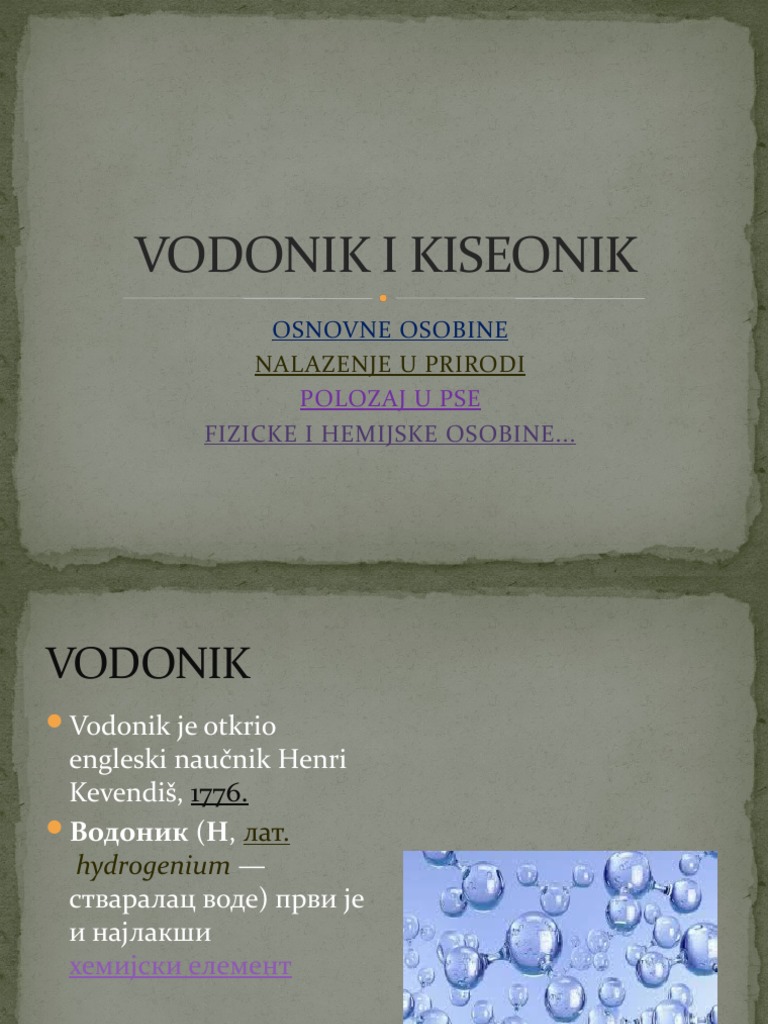 Vodonik I Kiseonik | PDF