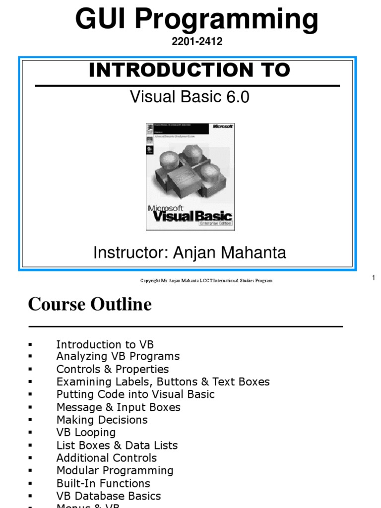 Introduction To: Visual Basic 6.0 | PDF | System Software | Software ...