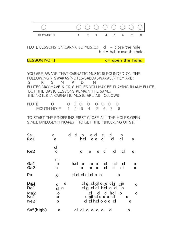 Flute Lessons On Carnatic Music 1 1 | PDF | Musicology