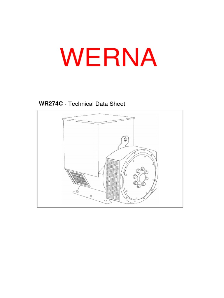 Werna: WR274C - Technical Data Sheet | PDF | Electric Generator | Rectifier