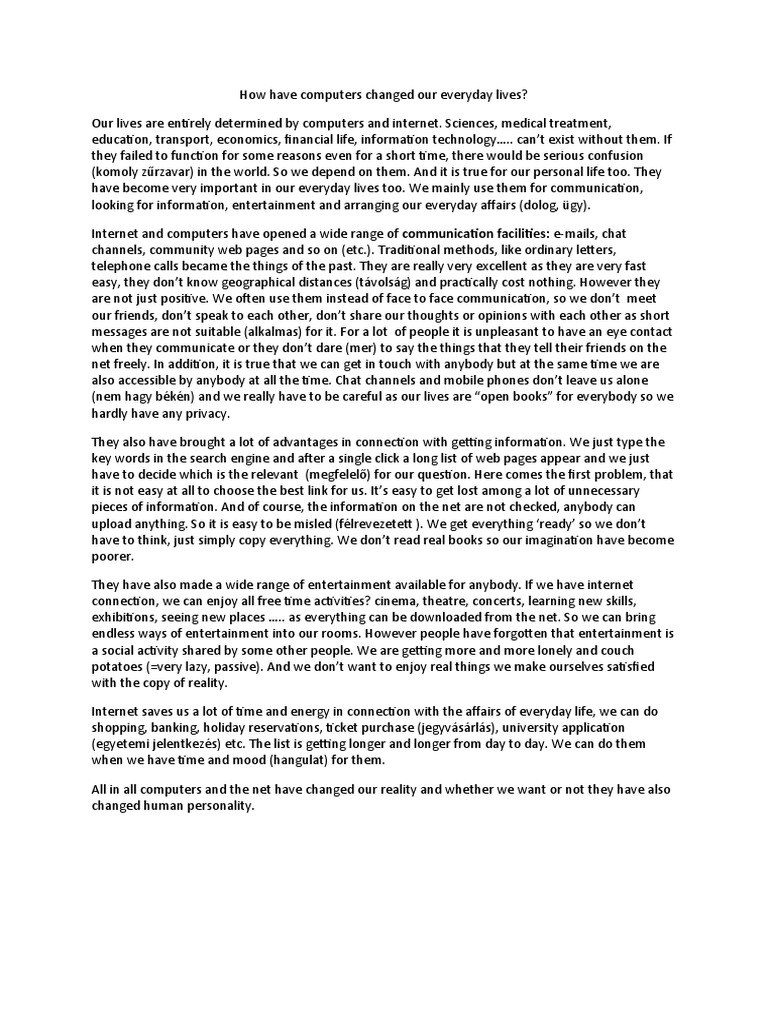 How Have Computers Changed Our Everyday Lives | Download Free PDF ...