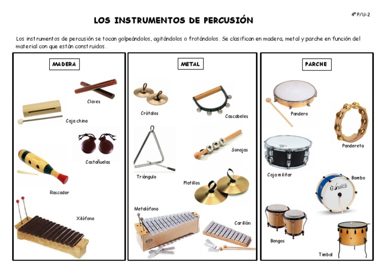 T-2 - Los Instrumentos de Percusión (Madera - Metal - Parche) | PDF