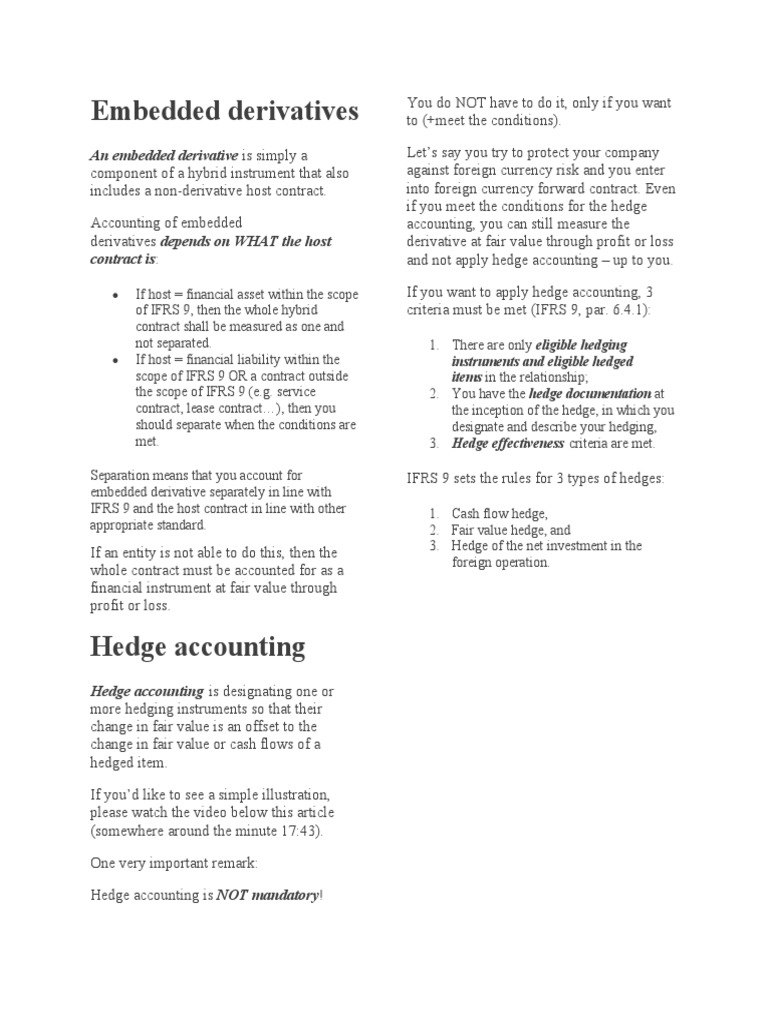 Embedded Derivatives: An Embedded Derivative Is Simply A | PDF | Hedge ...