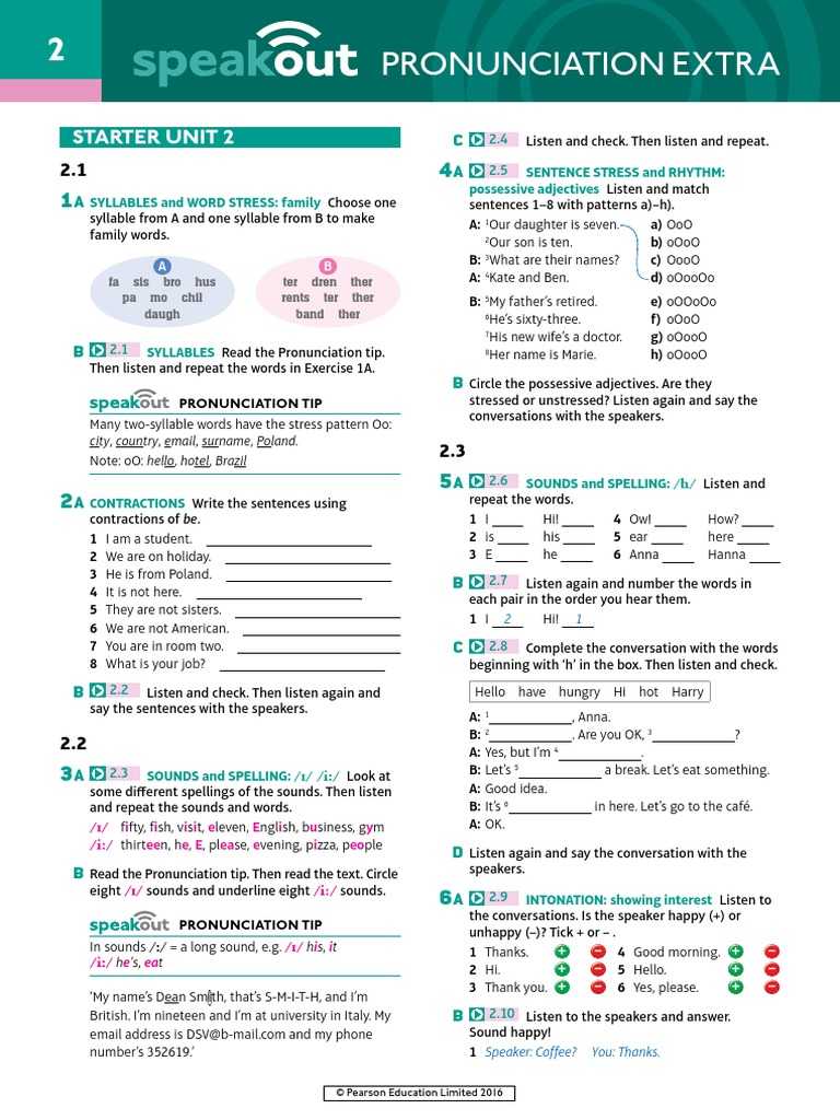 Pronunciation Extra: Starter Unit 2 | PDF | Stress (Linguistics ...