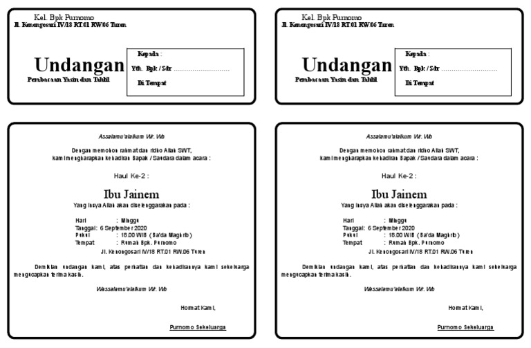 Contoh Undangan Haul | PDF