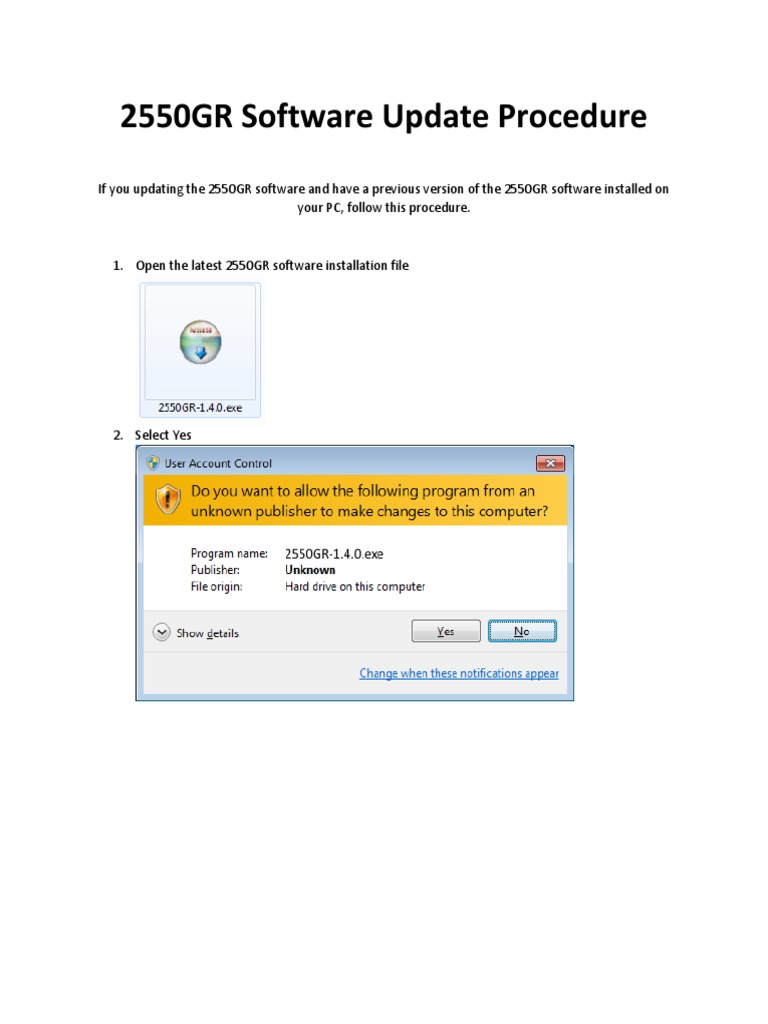 2550GR Software Update Procedure | PDF | Computers