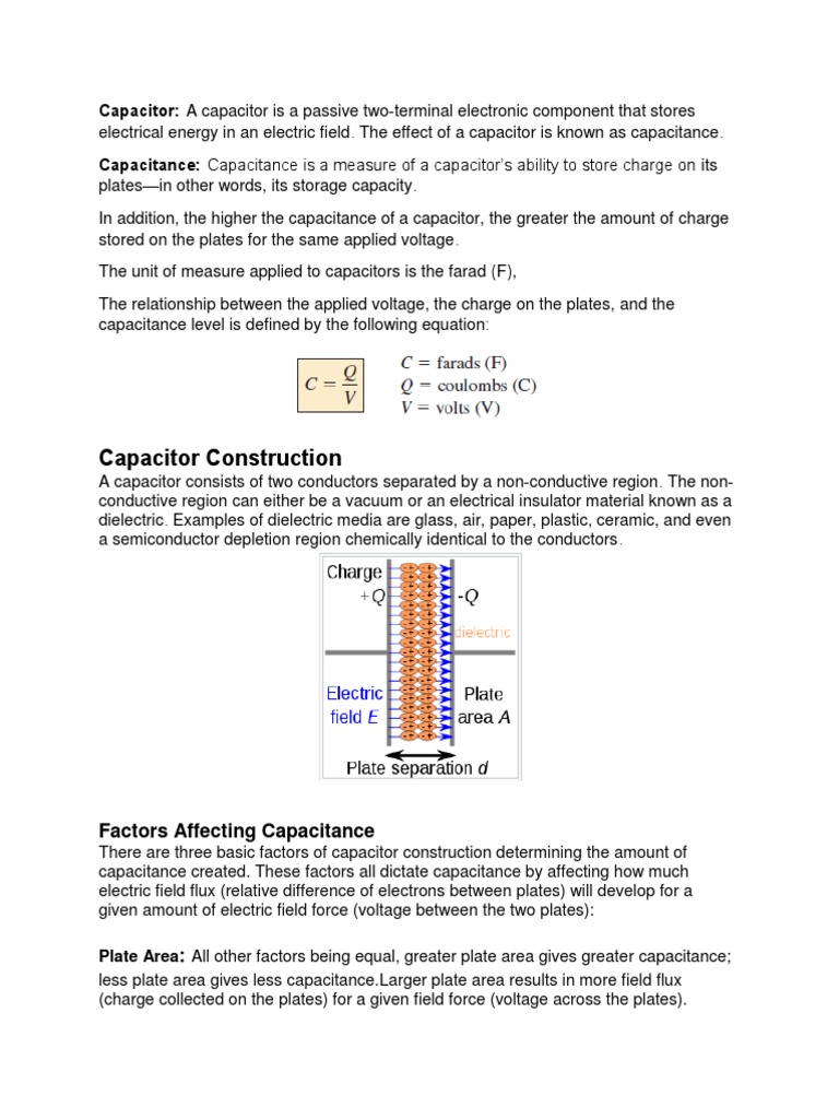 Capacitor Construction: Factors Affecting Capacitance | PDF | Capacitor ...