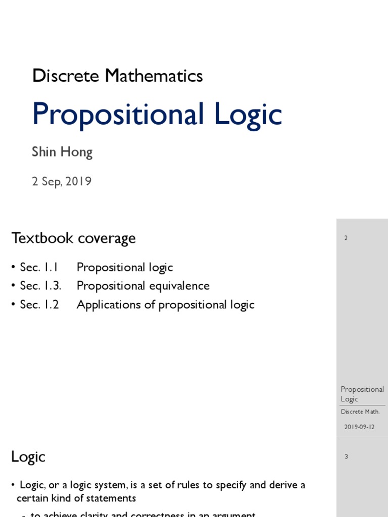 Discrete Mathematics: Propositional Logic | Download Free PDF | Proposition | Logic