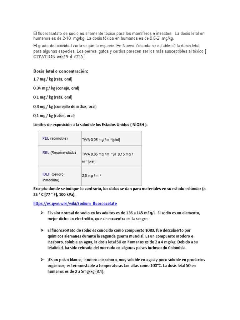 El Fluoroacetato de Sodio | PDF | Salud y bienestar