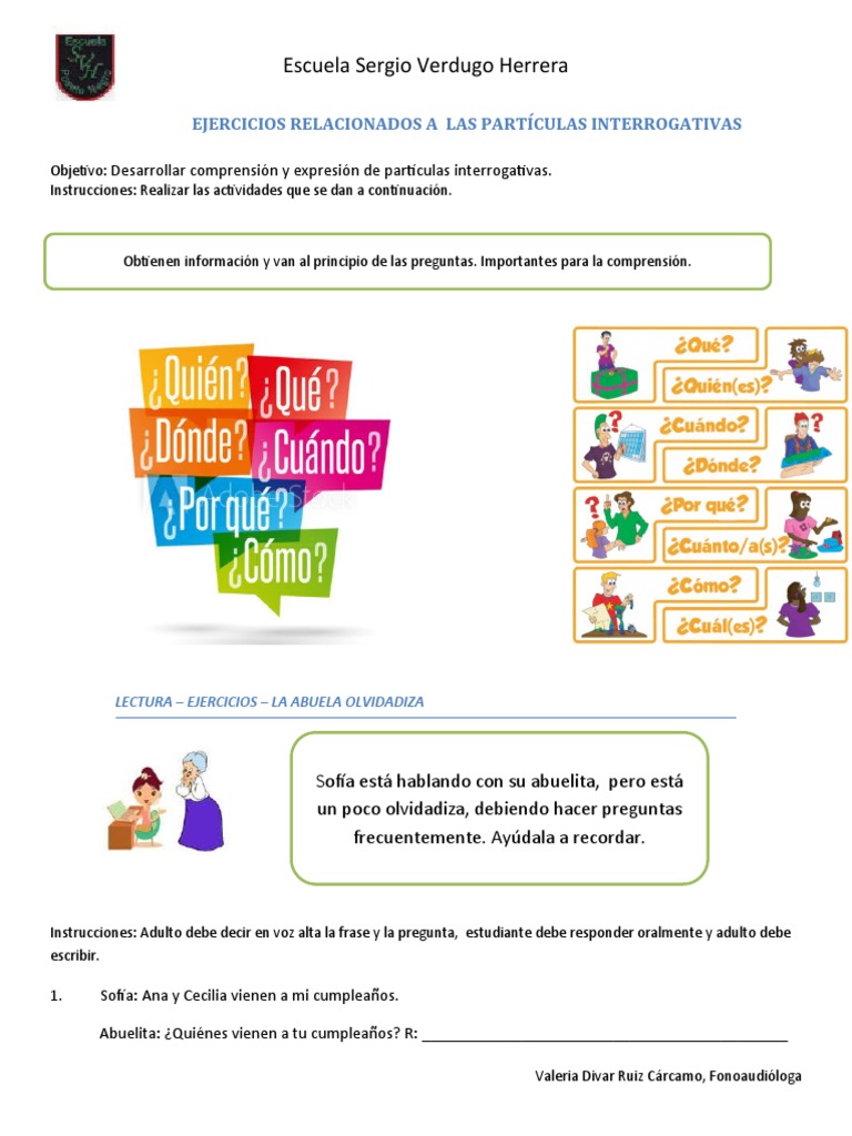 Partículas Interrogativas 1.1 | PDF | Patología del habla y Lenguaje
