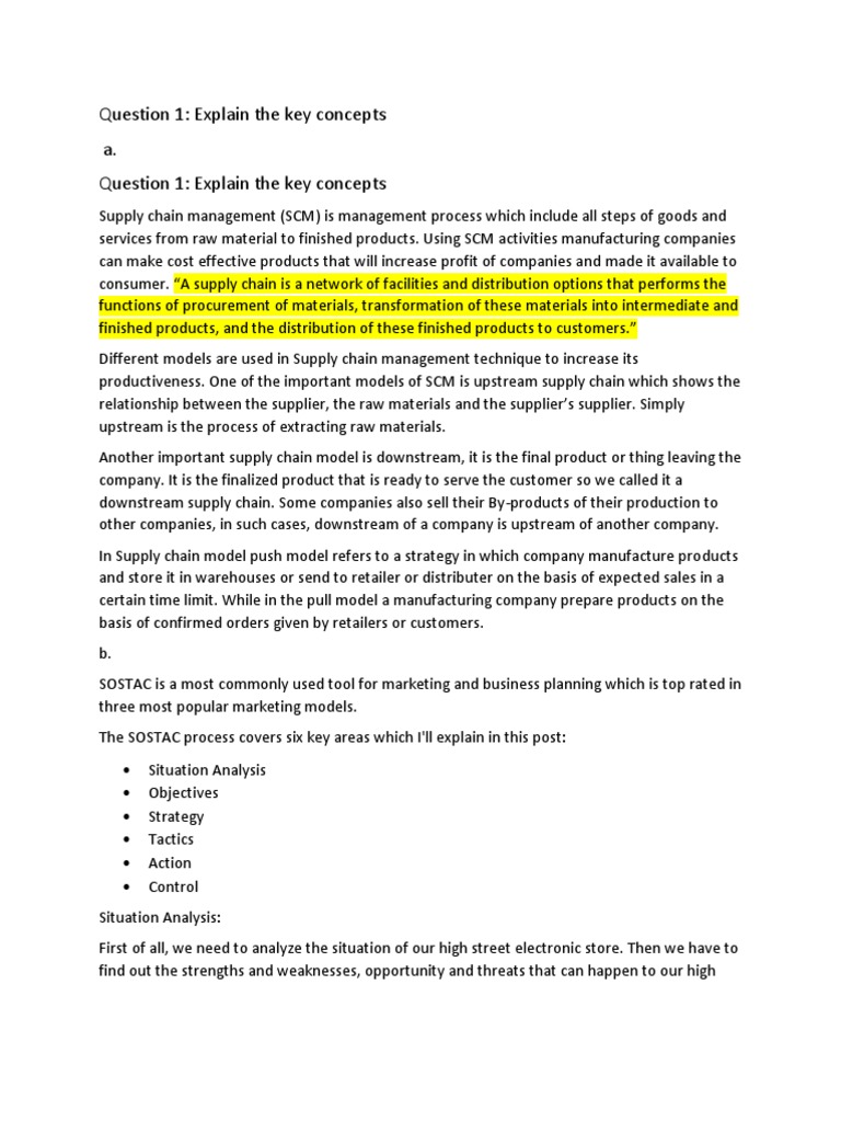 Question 1: Explain The Key Concepts A. Question 1: Explain The Key ...