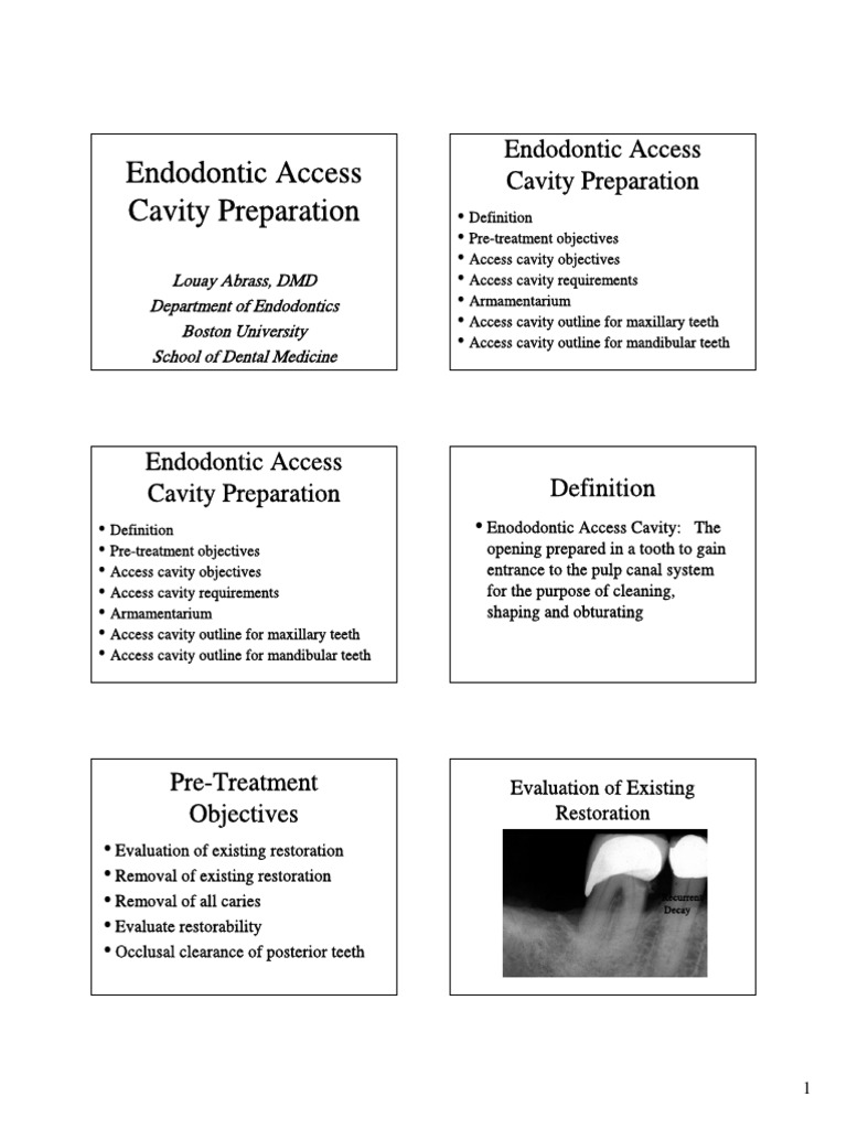 Endodontic Access Cavity Preparation | PDF | Human Tooth | Tooth