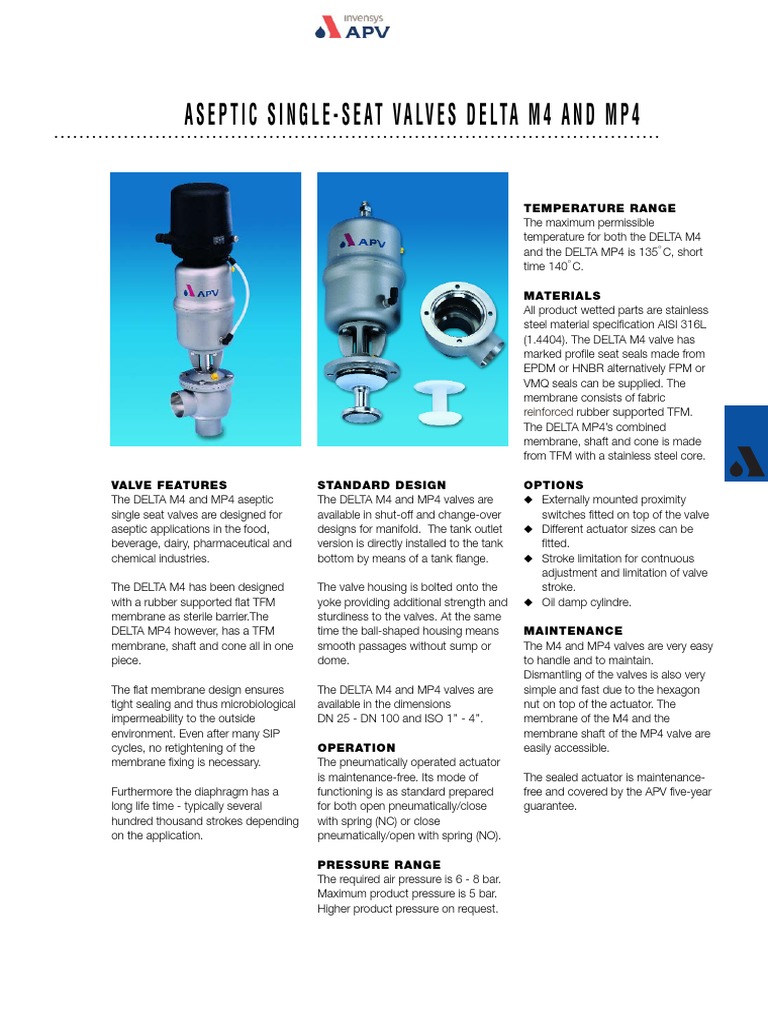 APV Delta M4 Broschure | PDF | Valve | Actuator