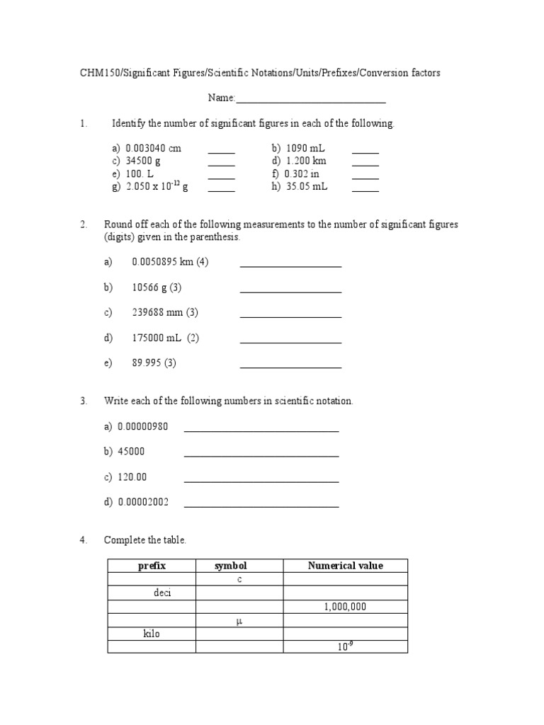 Prefix Symbol Numerical Value | PDF | Significant Figures | Numbers