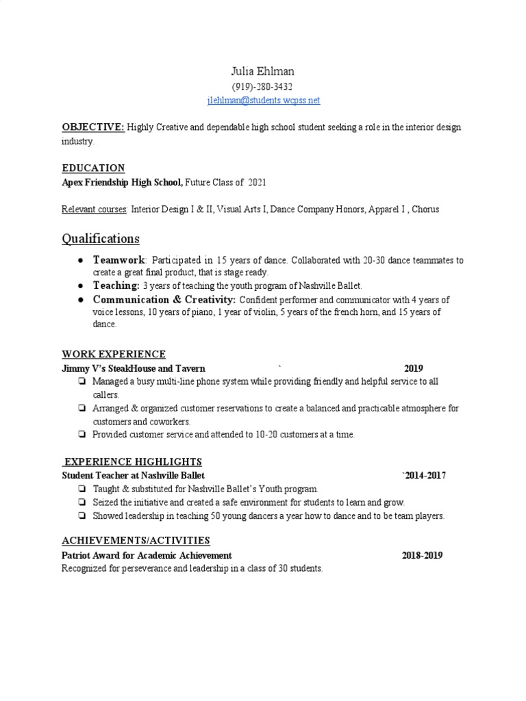 Qualifications: Objective | PDF