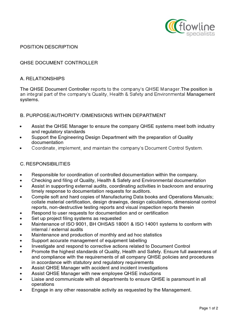 QHSE Document Controller | PDF | Quality Assurance | Audit