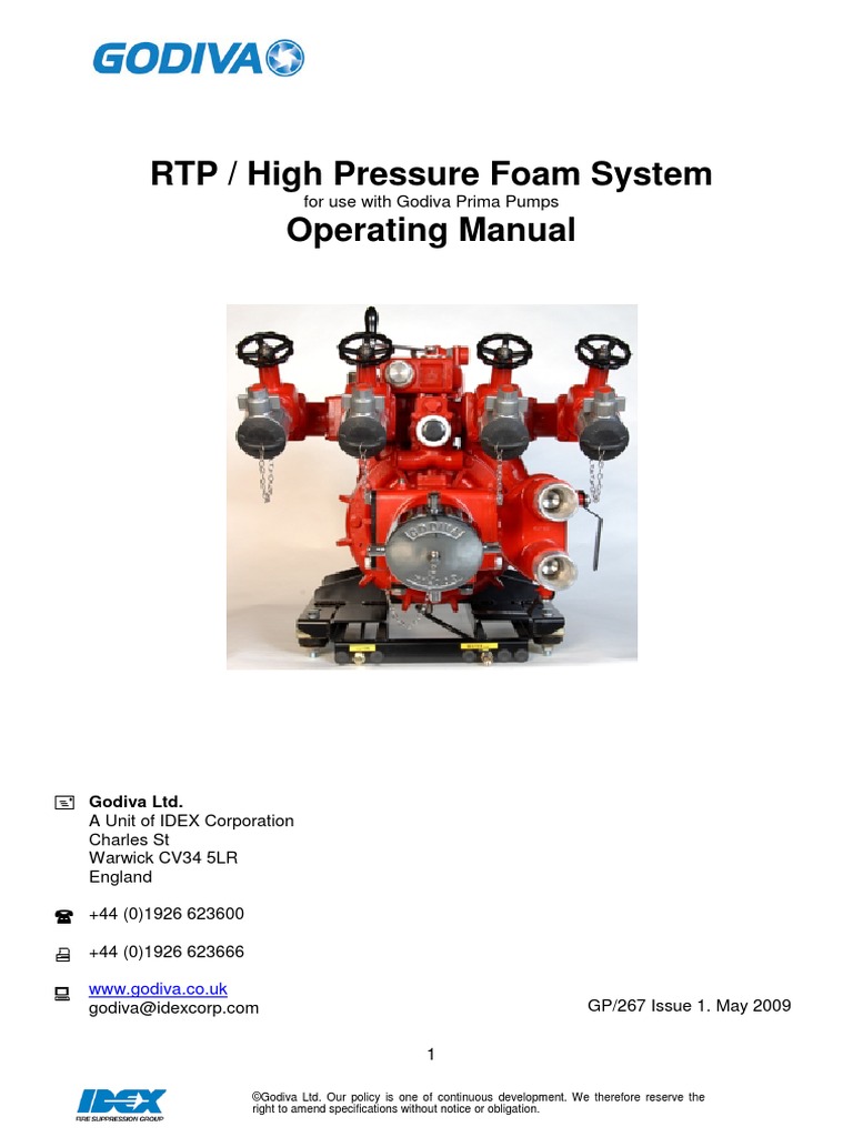 RTP / High Pressure Foam System Operating Manual: For Use With Godiva ...